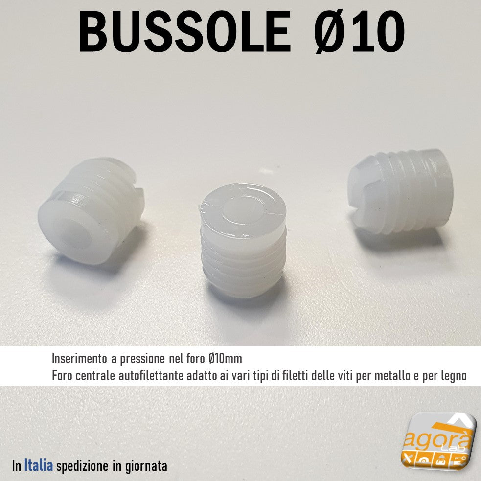 BUSSOLE NYLON ESPANSIONE D 10x11 BOCCOLA Ø10 TEFLON INTERNO AUTOFILETT ...