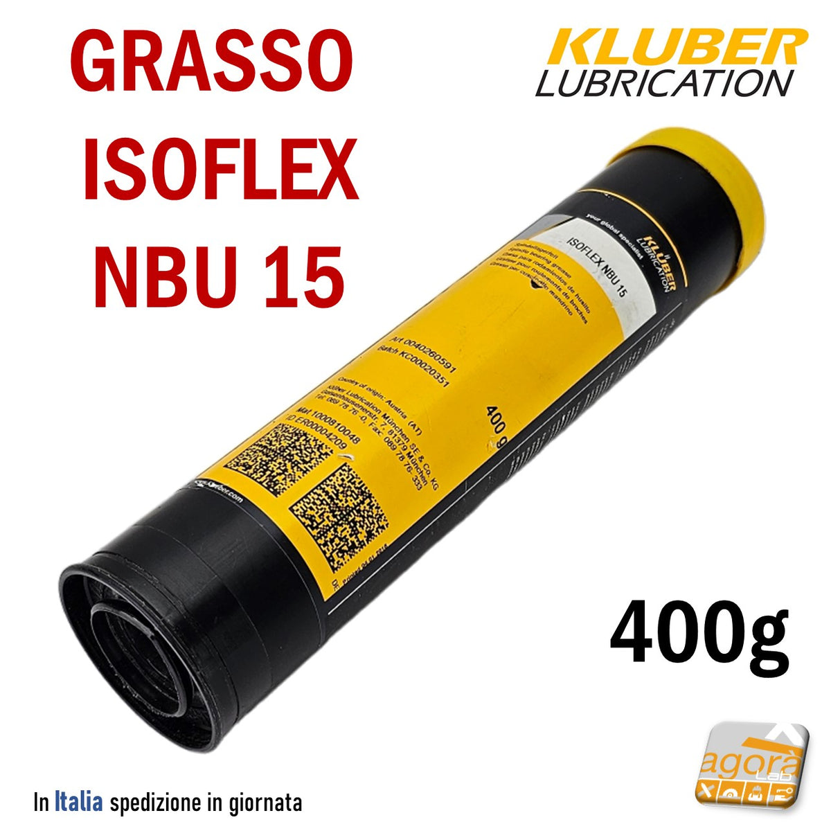 KLUBER ISOFLEX NBU 15 LUBRICANT GREASE art.0040260591 400GR CARTRIDGE ...