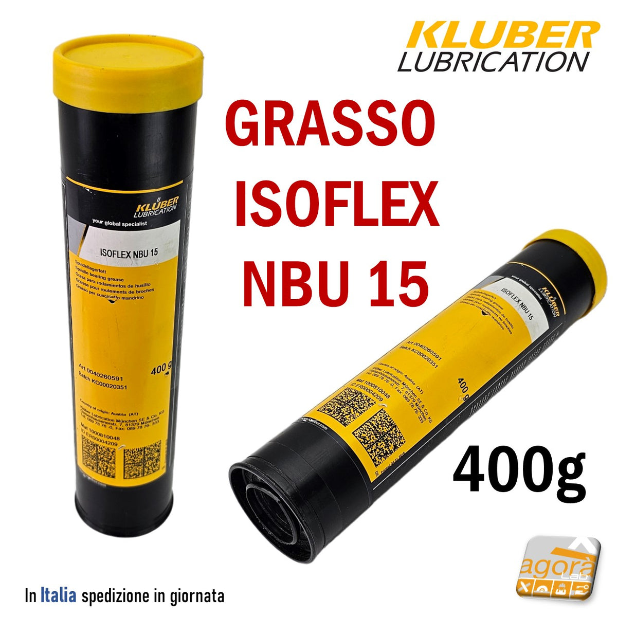 KLUBER ISOFLEX NBU 15 LUBRICANT GREASE art.0040260591 400GR CARTRIDGE ...