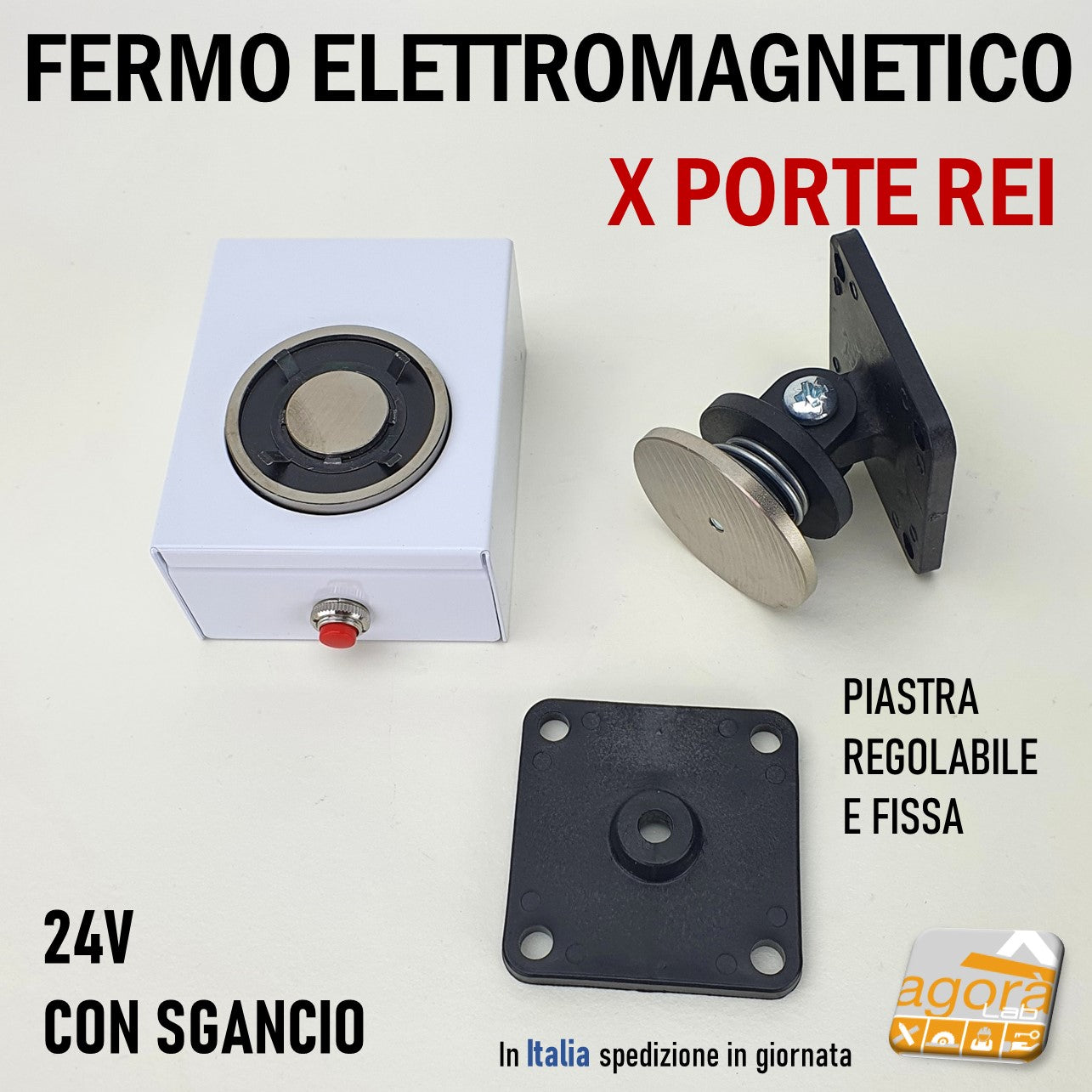 FERMO ELETTROMAGNETICO PER PORTE TAGLIAFUOCO REI CON PULSANTE DI SGANC ...