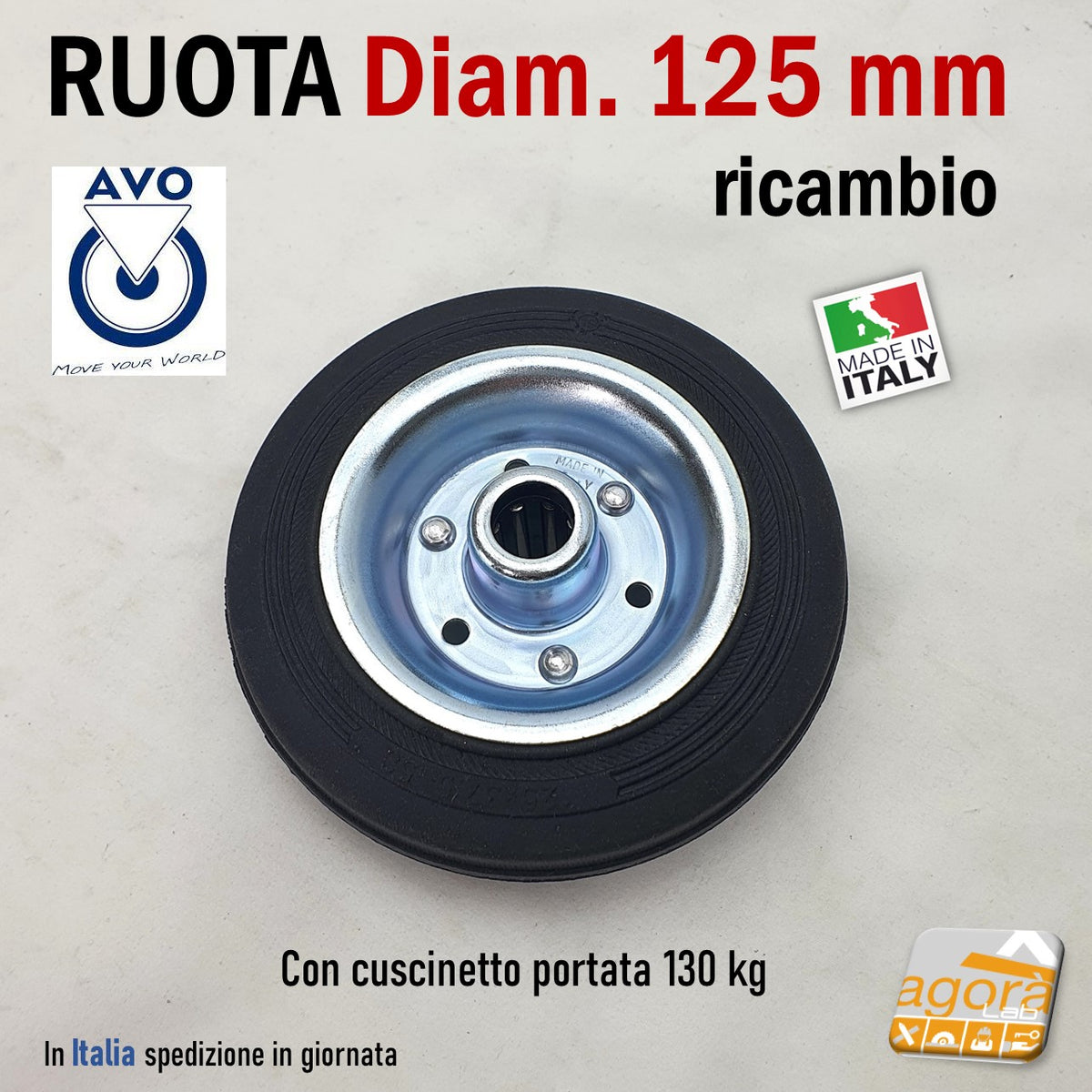 ROTATING ANTITRACE WHEEL DIAMETER 80MM WITH THREADED PIN M12 WITH BRAK ...